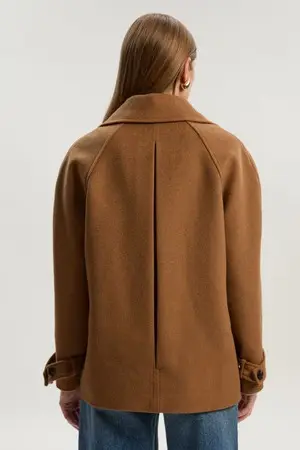 Karen Millen Brushed Wool Double Breasted Short Coat
