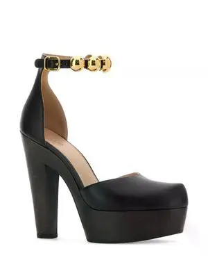 Chloé Beaded Leather Platform Pumps - Black