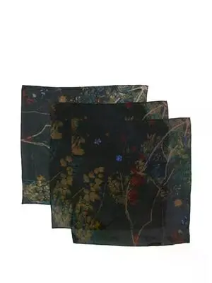 YAVI Floral Silk Scarf - Blue