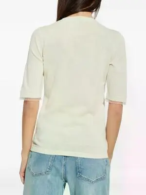 Fabiana Filippi Tulle-trimmed Knit T-shirt - Neutrals