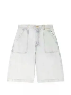 Sandro Wide-leg Faded Denim Bermuda Shorts - Blue