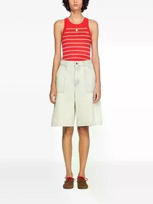 Sandro Wide-leg Faded Denim Bermuda Shorts - Blue