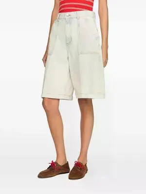 Sandro Wide-leg Faded Denim Bermuda Shorts - Blue