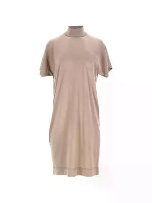 Brunello Cucinelli High-neck Chest-pocket Midi Dress - Neutrals