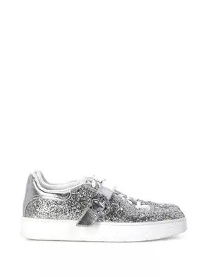 JIMMY CHOO Glitter Buckle Sneakers - Silver