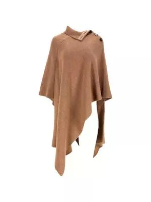 Chloé Buttoned Knitted Poncho - Brown