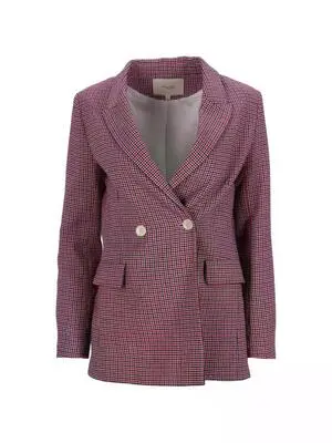 Maje Double-breasted Houndstooth Blazer - Red
