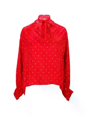 Maje Patterned Long Sleeve Blouse - Red