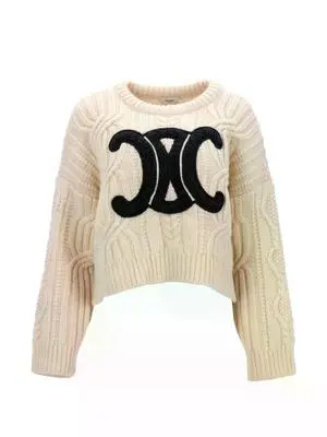 Celine Triomphe Crew-neck Sweater - Neutrals