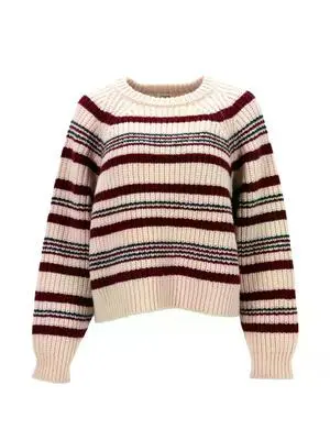 Celine Striped Crew-neck Wool Sweater - Neutrals