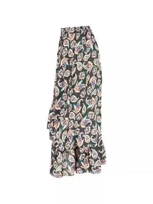 Maje Paisley-print Ruffled Midi Skirt