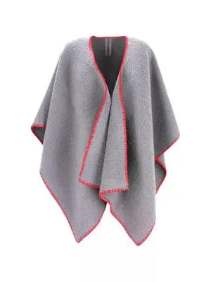 Rick Owens Whipstitch V-neck Poncho - Grey