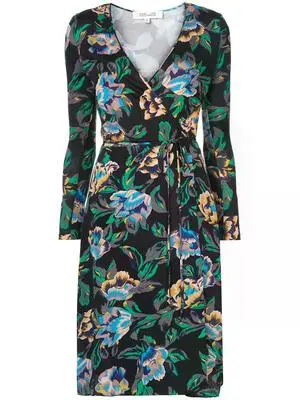 Diane Von Furstenberg Floral Wrap Dress - Black
