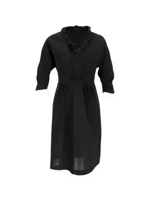Prada Ruffled Midi Dress - Black