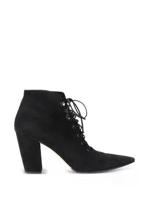 Miu Miu Lace-up Pointed-toe Ankle Boots - Black