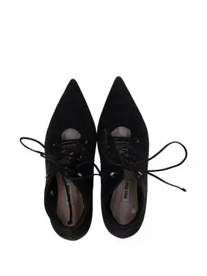 Miu Miu Lace-up Pointed-toe Ankle Boots