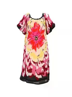 Missoni Floral-printed Puffed-sleeve Midi Dress - Pink