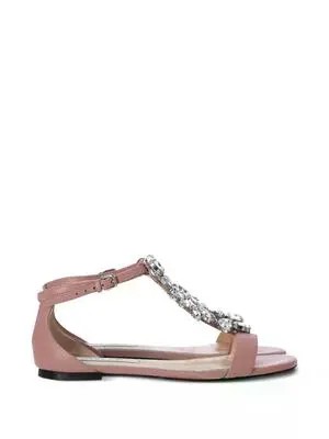 JIMMY CHOO 1990s Crystal Embellished T-strap Sandals - Pink