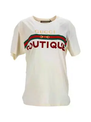 Gucci Logo-printed Cotton T-shirt - Neutrals