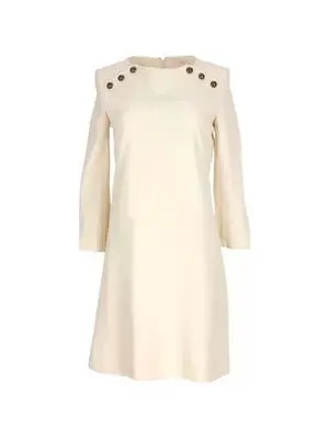 Chloé Button Detail Midi Dress - Neutrals
