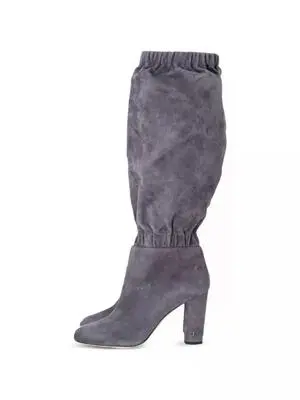JIMMY CHOO Maxyn Almond-toe Suede Boots - Grey