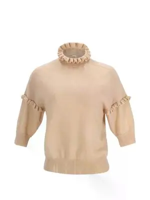 Chloé Half-sleeved Ruffled Sweater - Neutrals