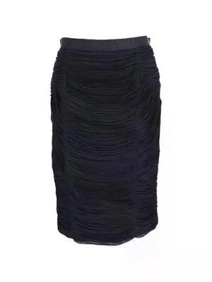Burberry Ruched Pencil Skirt - Blue