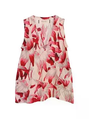 Marni Sleeveless Floral Top - Red