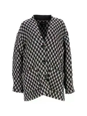 ISABEL MARANT VINTAGE Dianeline Woven V-neck Coat - Black