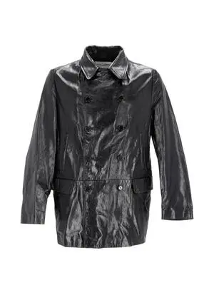Dolce & Gabbana Double-breasted Leather Coat - Black