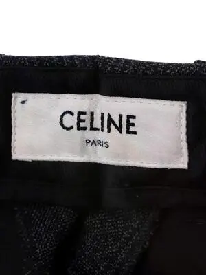 Celine Pleated Plaid-pattern Trousers