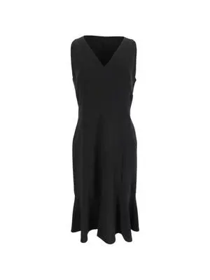 Max Mara V-neck Sleeveless Midi Dress - Black