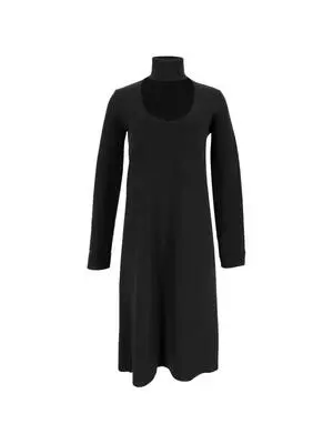Bottega Veneta High-neck Long-sleeve Midi Dress - Black