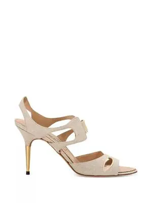Manolo Blahnik Linen Strap Sandals - Neutrals