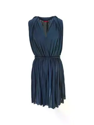 LANVIN V-neck Gathered Mini Dress - Blue