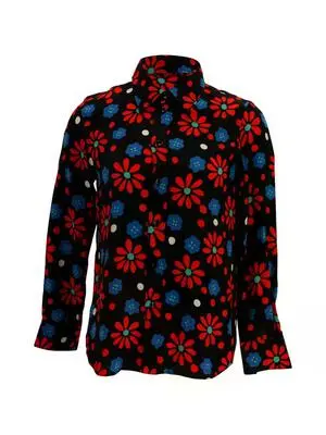 Saint Laurent 2020s Floral-print Button-down Shirt - Black