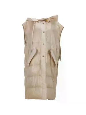 Moncler 2 Camellias Hooded Vest - Neutrals