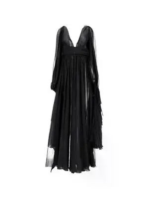 Saint Laurent Deep-neck Maxi Gown - Black