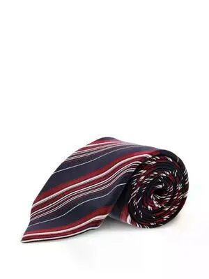 Ermenegildo Zegna Striped Silk Tie - Blue