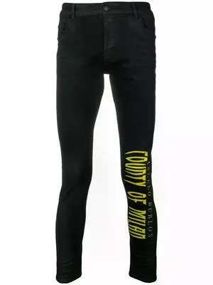 COUNTY OF MILAN Logo Skinny-fit Jeans - Black