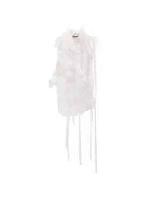 ROISIN PIERCE Flower-embellished Ribbon Blouse - White