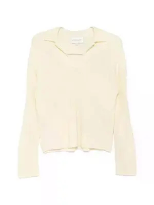 Eric Bompard Two-tone Ribbed Polo Top - Neutrals