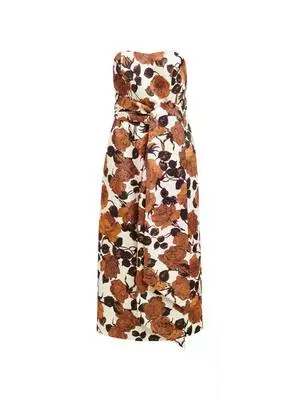 Essentiel Antwerp Floral Print Strapless Wrap Dress - Neutrals