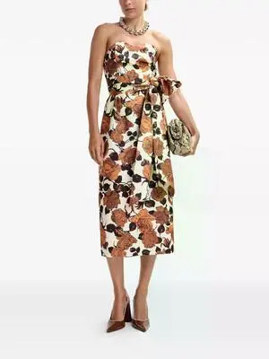 Essentiel Antwerp Floral Print Strapless Wrap Dress - Neutrals