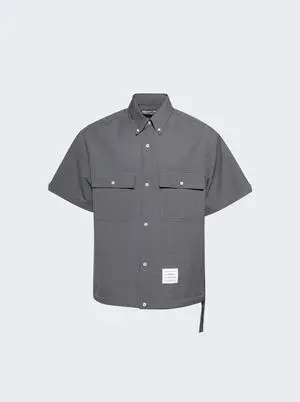 Thom Browne Short Sleeve Track Shirt Light Grey - Gray
