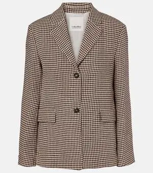 Max Mara Gita Checked Linen Blazer - Brown