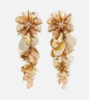 Oscar De La Renta Bouquet Embellished Drop Clip-on Earrings - Gold