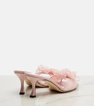 JIMMY CHOO Skye Corsage Lace Mules - Pink