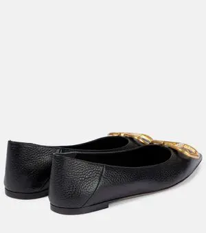 Valentino Garavani Vlogo Leather Ballet Flats - Black