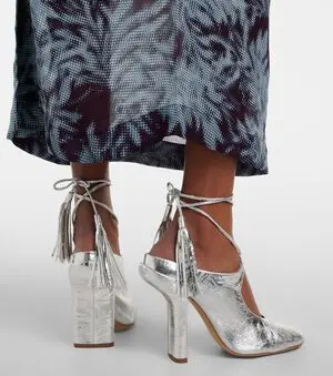Dries Van Noten Metallic Leather Mules - Silver